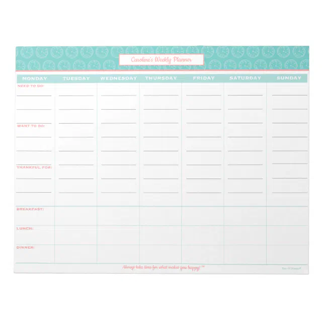 Personalized Weekly Planner Notepad | Zazzle