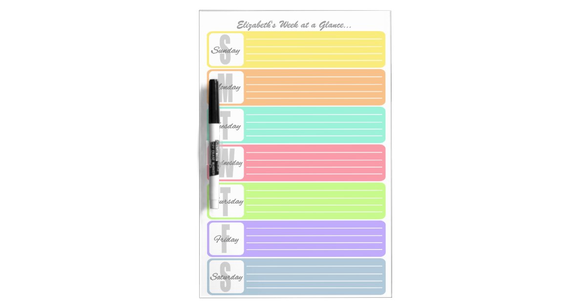 Personalized Weekly Reminder Dry Erase Board | Zazzle