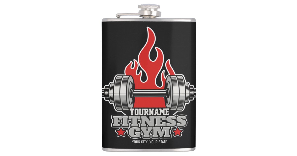 Personalized Weight Lifting Dumbbell Fitness Gym Flask | Zazzle