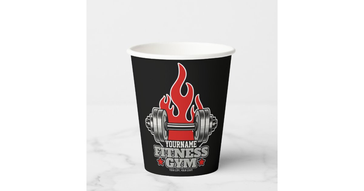 Personalized Weight Lifting Dumbbell Fitness Gym Paper Cups | Zazzle