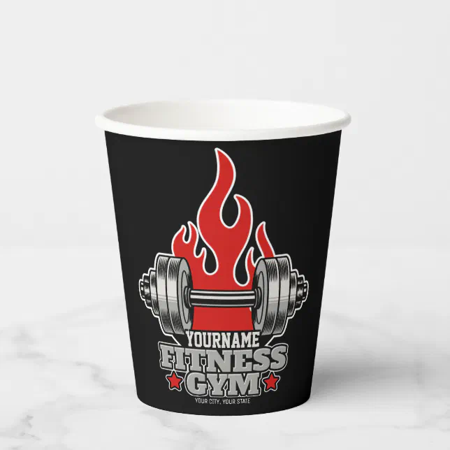 Personalized Weight Lifting Dumbbell Fitness Gym Paper Cups | Zazzle