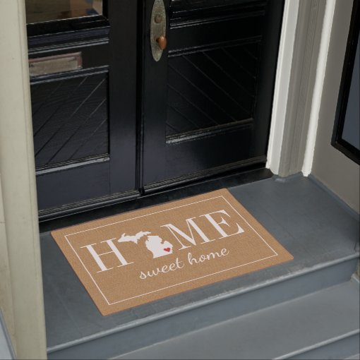 Personalized Welcome Home Michigan Jute Doormat | Zazzle
