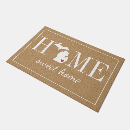 Personalized Welcome Home Michigan Jute Doormat | Zazzle