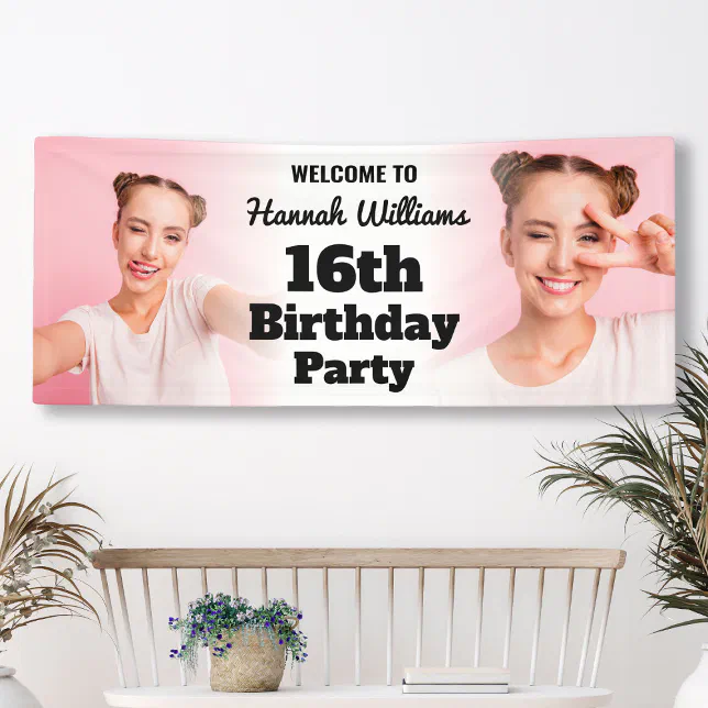 Personalized Welcome Sign 16th Birthday Girl Photo | Zazzle