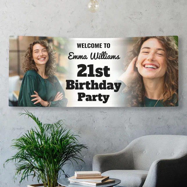 Personalized Welcome Sign 21st Birthday Girl Photo | Zazzle