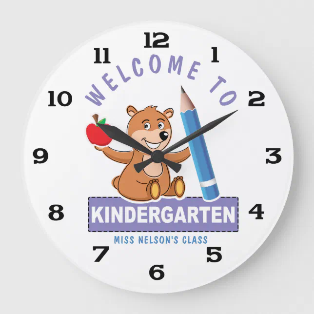 Personalized Welcome to Kindergarten Large Clock | Zazzle