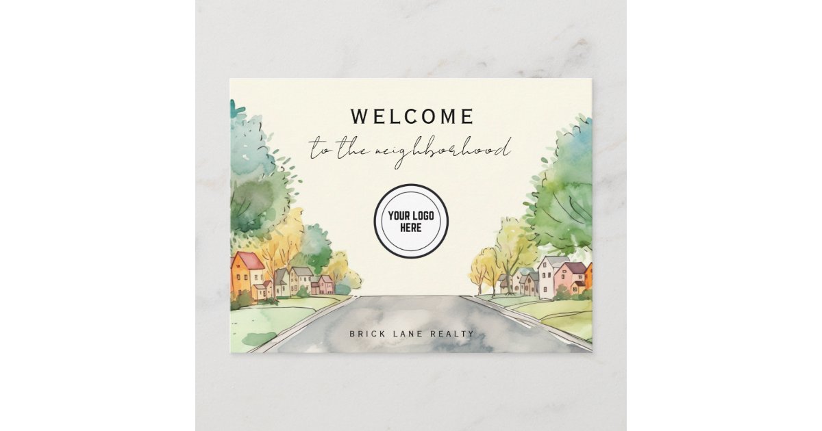 Personalized Welcome to the Neighborhood Logo Postcard | Zazzle
