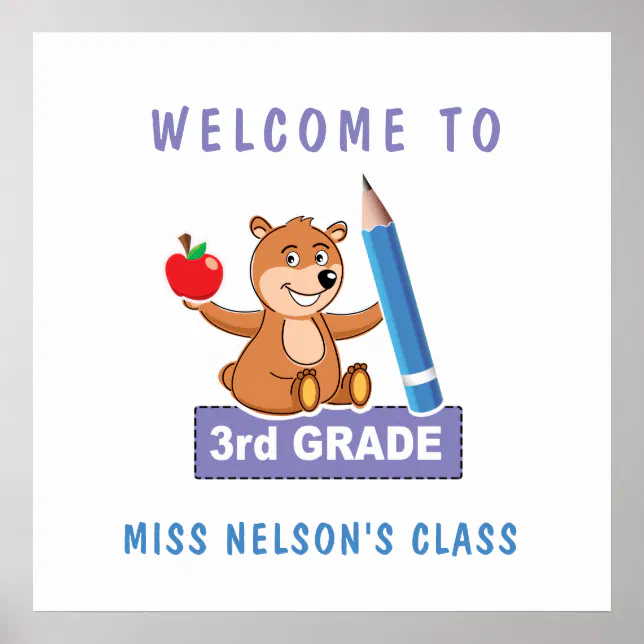Personalized Welcome to Third Grade Poster | Zazzle