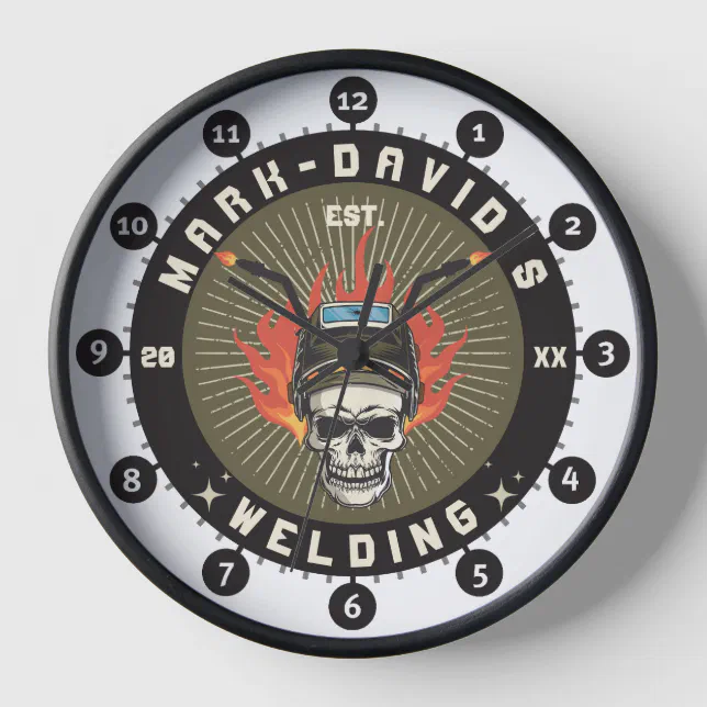 Personalized Welder Metal Worker Welding Workshop Clock | Zazzle