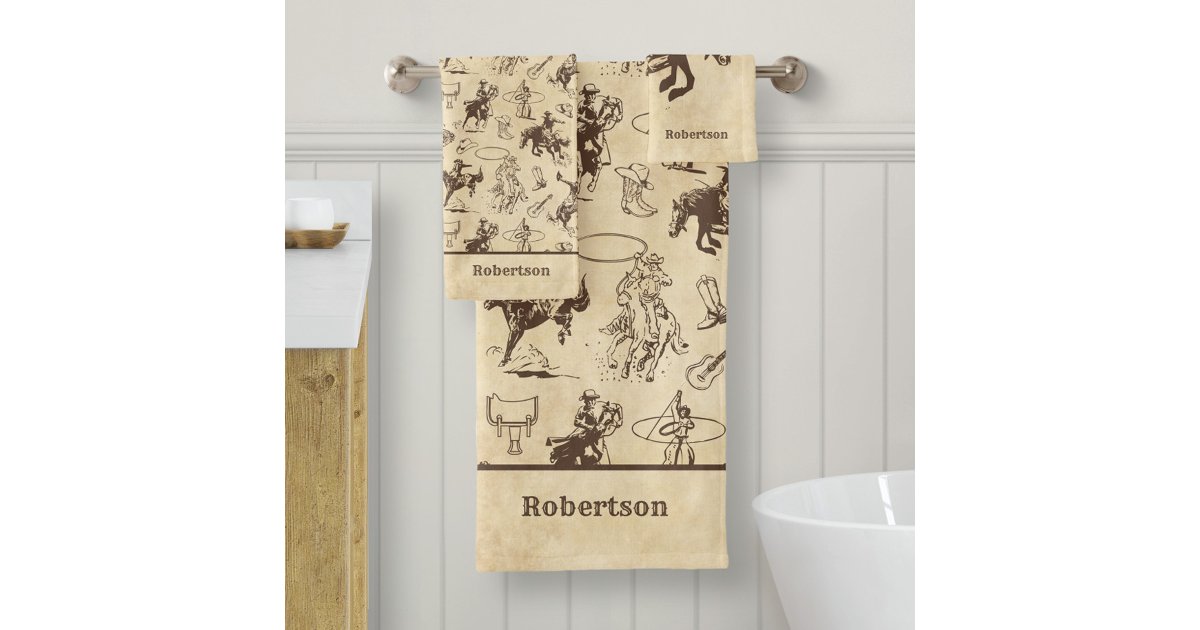Personalized Western Horses Rodeo Cowboy Bath Towel Set | Zazzle