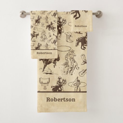 Personalized Western Horses Rodeo Cowboy Bath Towel Set | Zazzle