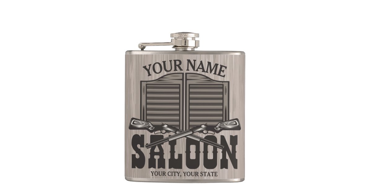 Personalized Western Rifle Guns Old Saloon Bar Flask | Zazzle