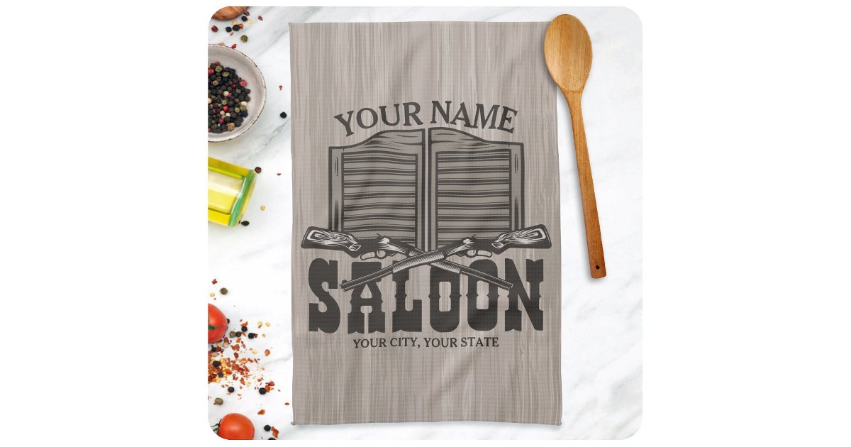 Personalized Western Rifle Guns Old Saloon Bar Kitchen Towel | Zazzle