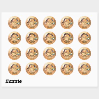 Personalized Western Theme Stagecoach Birthday Cl Classic Round Sticker ...