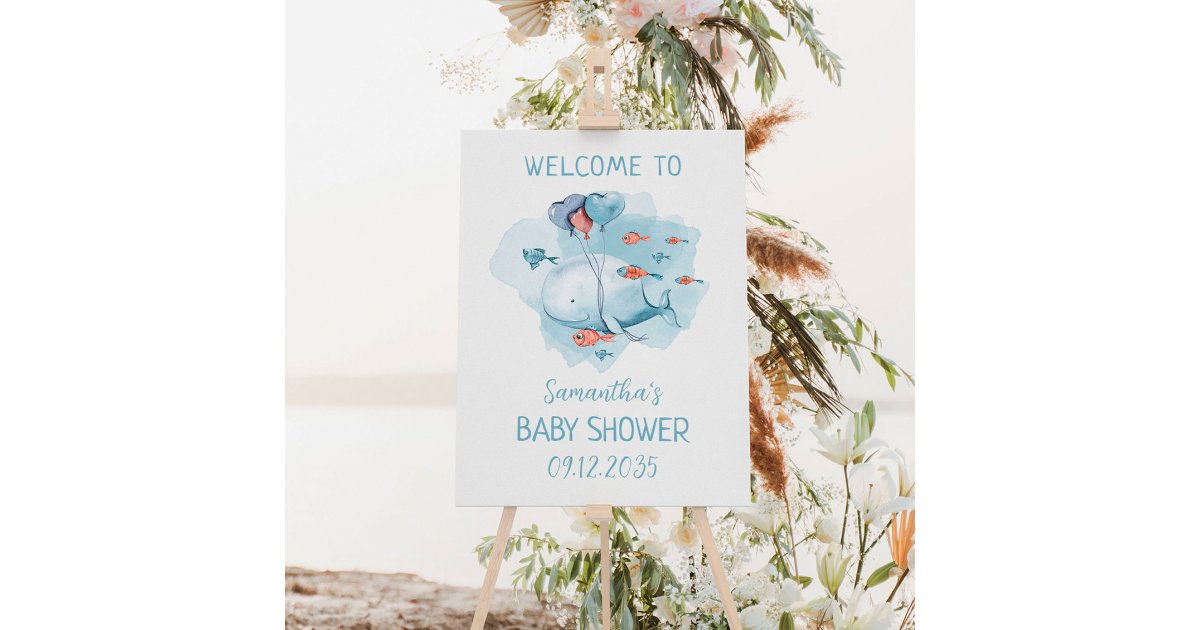 Personalized Whale Baby Shower Welcome Sign | Zazzle