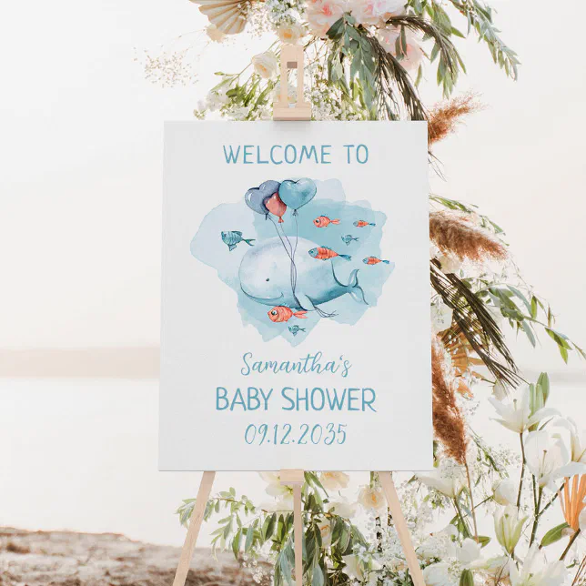 Personalized Whale Baby Shower Welcome Sign | Zazzle