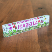 Personalized Whimsical Flowers and Butterflies Desk Name Plate | Zazzle