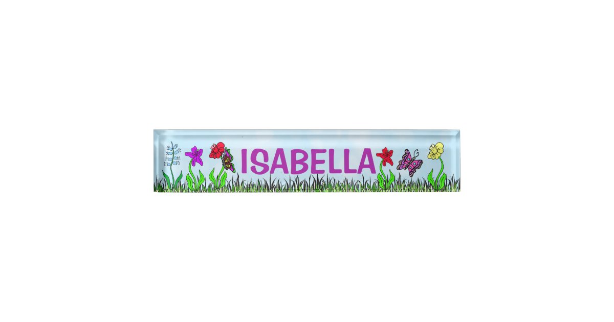 Personalized Whimsical Flowers and Butterflies Desk Name Plate | Zazzle