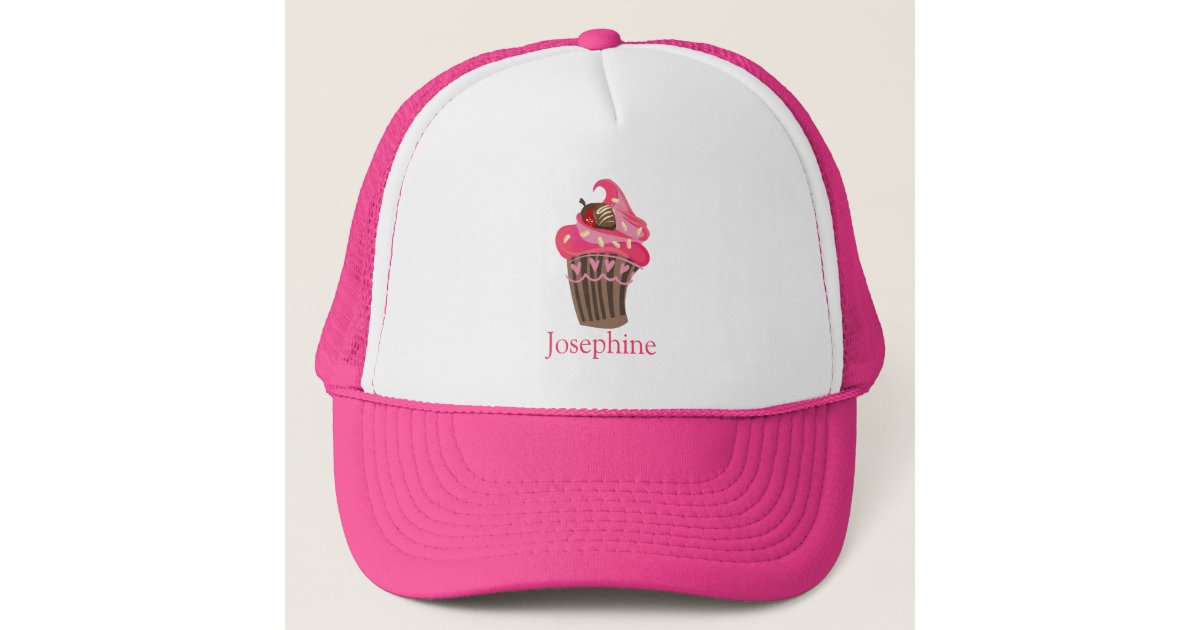 Personalized Whimsy Pink Cupcake cap | Zazzle