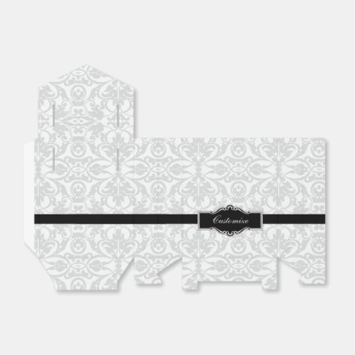 Personalized White and Black Damask Tent Favor Box | Zazzle