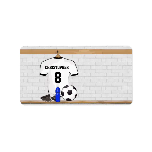 Personalized White Black Football Soccer Jersey Label | Zazzle