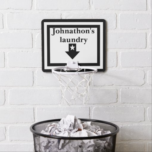 Personalized White & Black Laundry Basketball Hoop | Zazzle