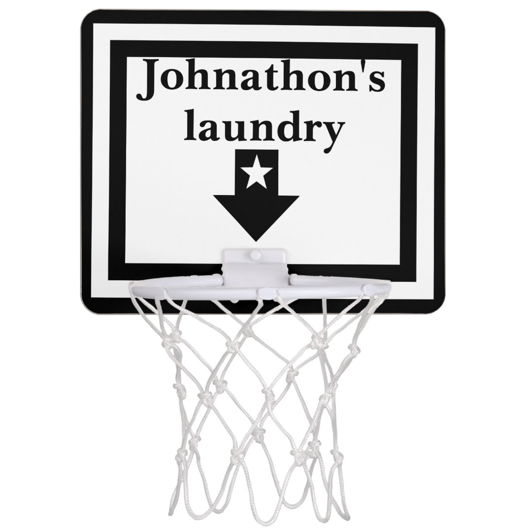 Personalized White & Black Laundry Basketball Hoop | Zazzle
