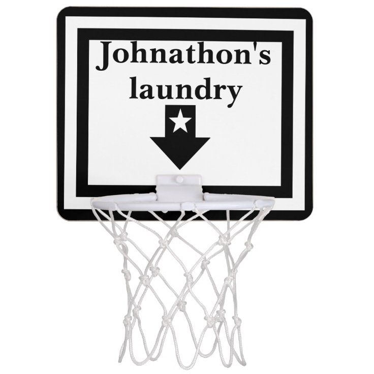 Personalized White & Black Laundry Basketball Hoop | Zazzle