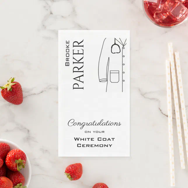 Personalized White Coat Ceremony Congratulations Paper Guest Towels ...