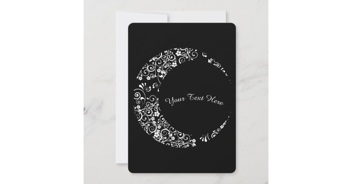 Personalized White Floral Crescent Moon Card | Zazzle