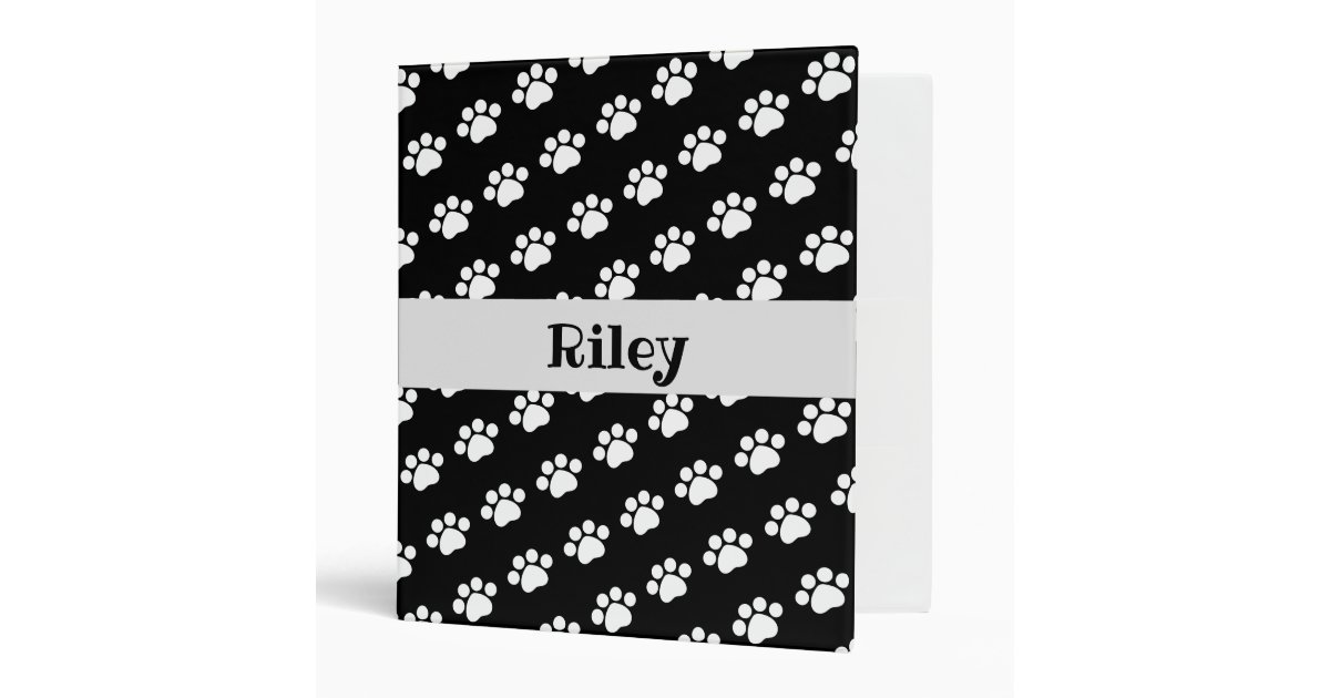 Personalized White Paw Print Pattern 3 Ring Binder | Zazzle