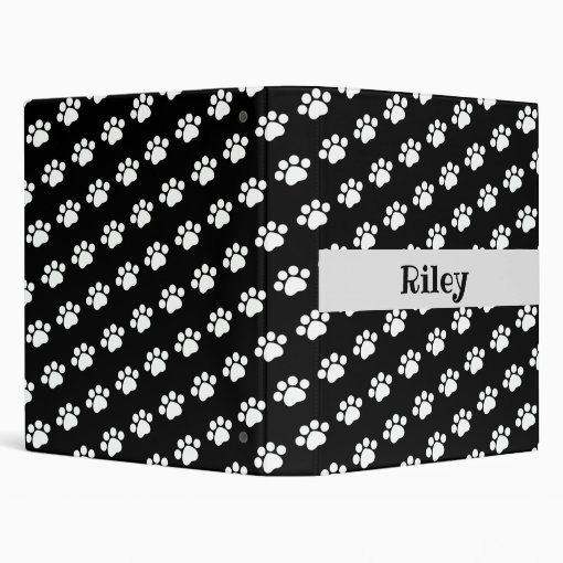 Personalized White Paw Print Pattern 3 Ring Binder | Zazzle