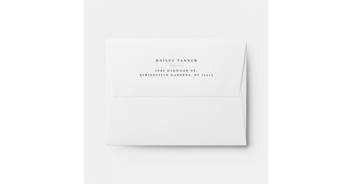 Personalized White Return Address Back Flap Envelope | Zazzle