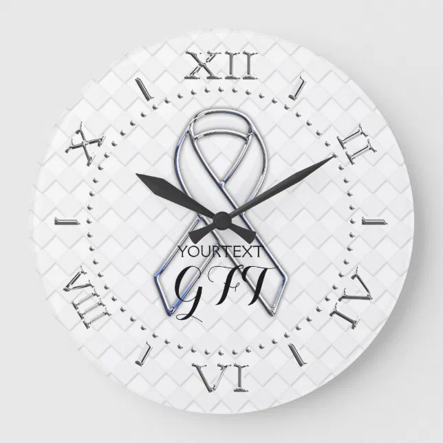 Personalized White Ribbon Awareness on a Large Clock | Zazzle