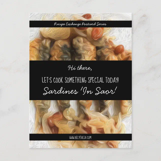 Personalized White Script Black Modern Recipe Postcard | Zazzle