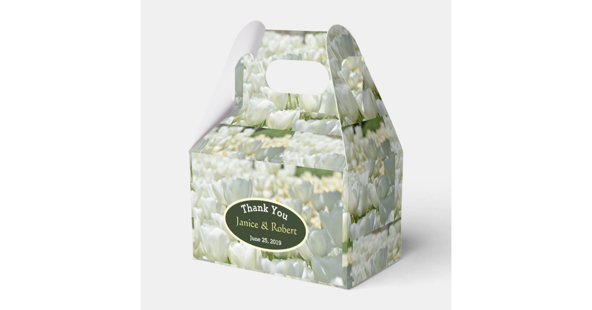 Personalized White Tulip Wedding Favor Box | Zazzle