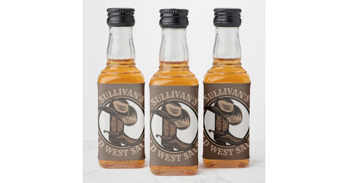 Personalized Wild West Saloon Western Cowboy Boots Liquor Bottle Label ...
