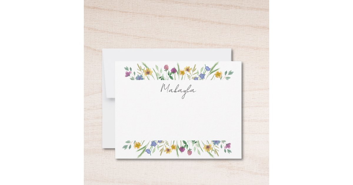 Personalized Wildflower Note Card | Zazzle