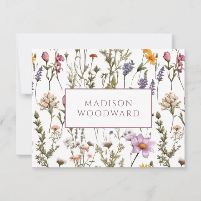Personalized Wildflower Watercolor Note Card | Zazzle