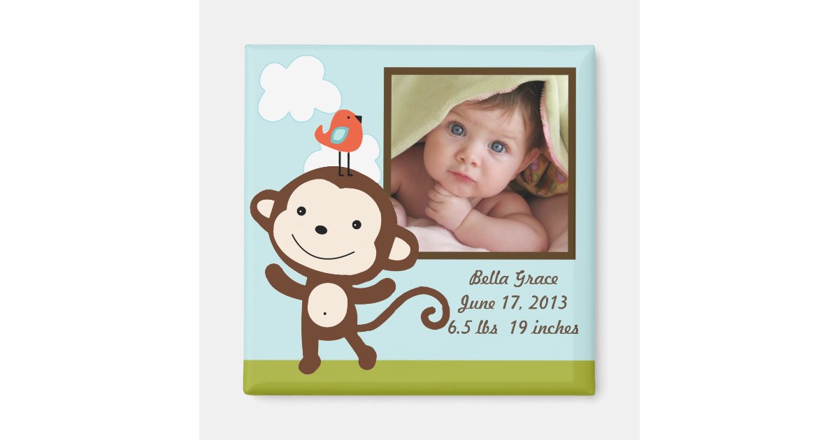 Personalized Wildlife Monkey Photo Frame Magnet | Zazzle