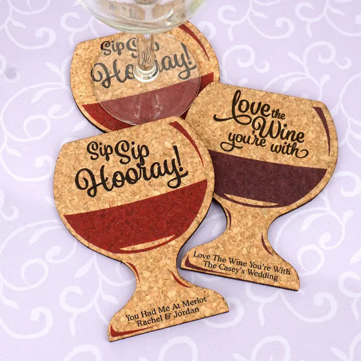 Personalized Wine Glass Cork Coaster | Zazzle