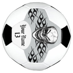Personalized Winking Skull and Flame Soccer Ball | Zazzle