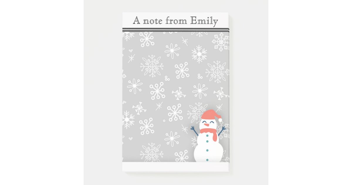Personalized Winter Snow / Snowman 2 Post it Notes | Zazzle