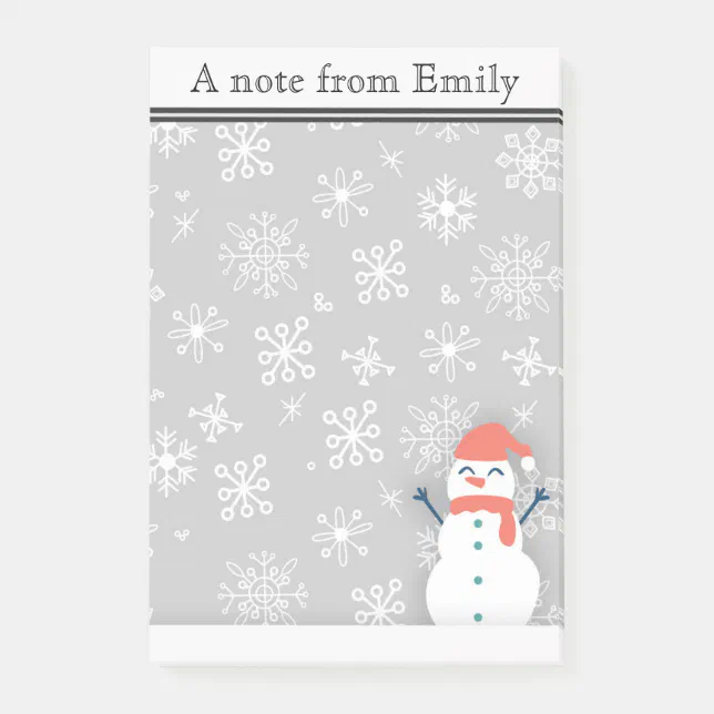 Personalized Winter Snow / Snowman 2 Post it Notes | Zazzle