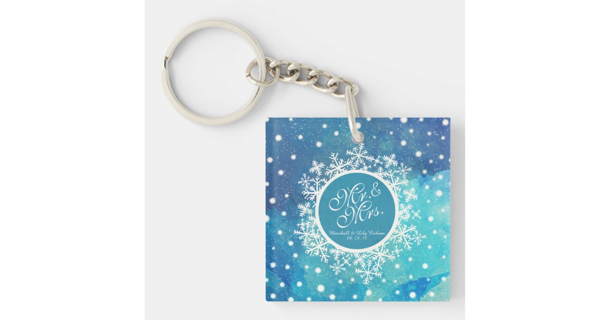 Personalized Winter Snowflakes Wedding | Keychain | Zazzle
