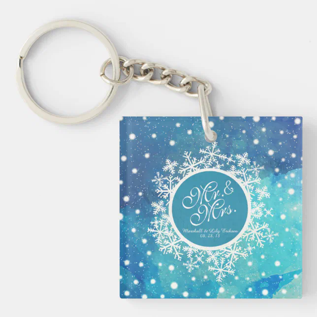Personalized Winter Snowflakes Wedding | Keychain | Zazzle