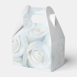 Personalized Winter White Roses Gable Favor Box | Zazzle