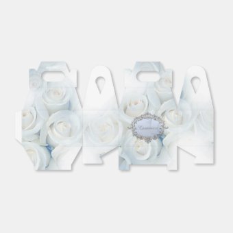 Personalized Winter White Roses Gable Favor Box | Zazzle