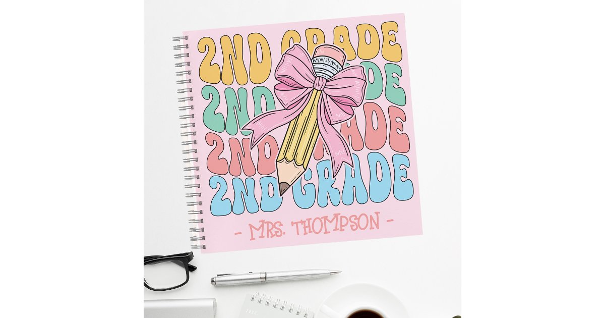 Personalized With Name 2nd Grade Teacher Custom Notebook | Zazzle