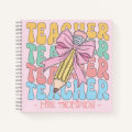 Personalized With Name Cute Pink Teacher Custom Notebook | Zazzle